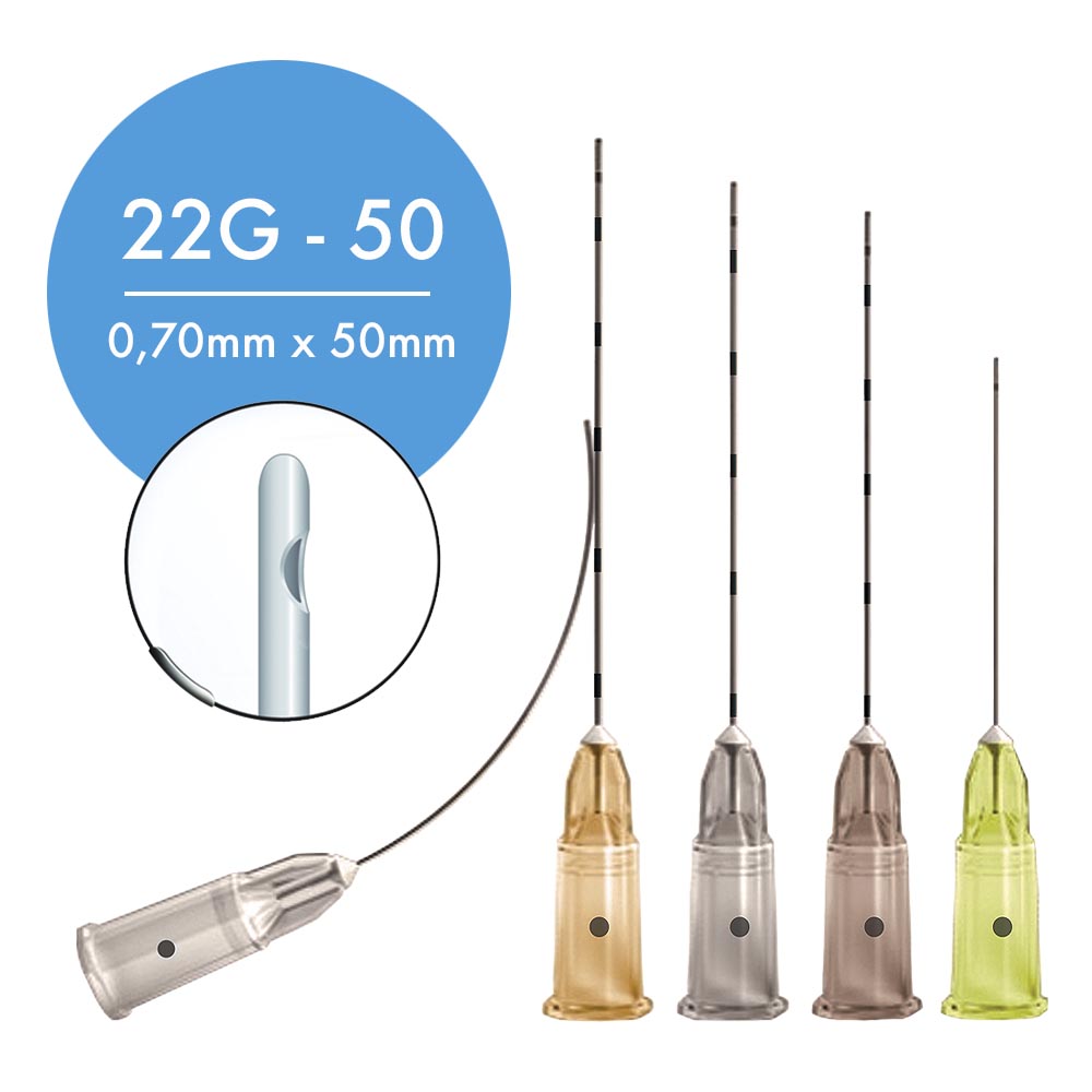Microcânula Slim Fabinject 22G-50 (0,70mm x 50mm) - Caixa com 10 unidades